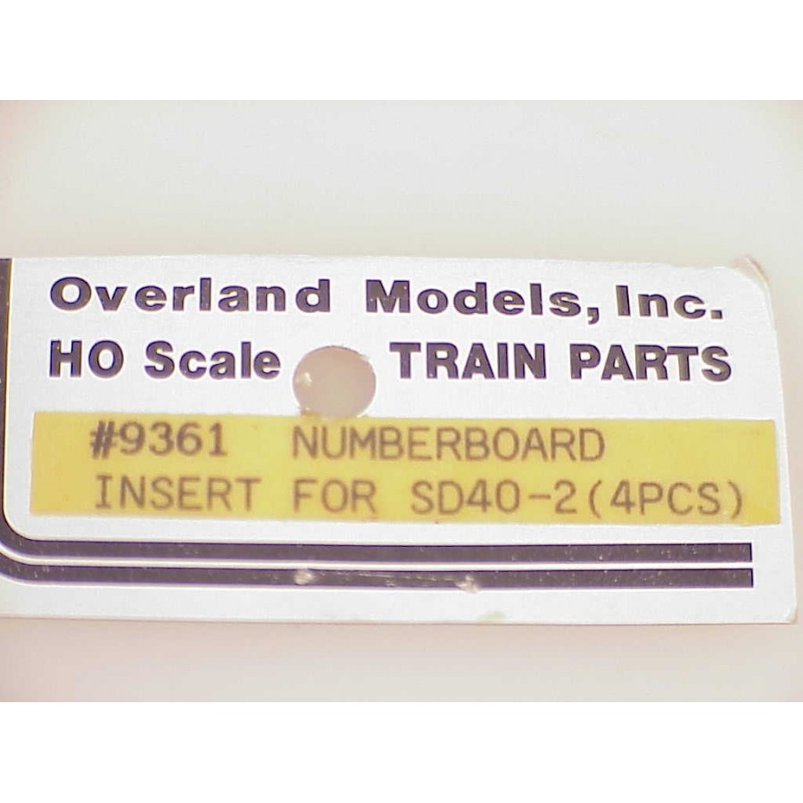 9361 - Diesel,Number Board Inserts,for SD40-2 - Pkg. 4