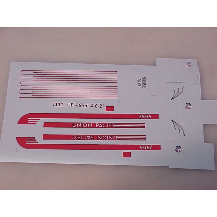 1111 - HO Scale - Overland Steam Loco Decals, UP 49'er 4-6-2 - Pkg. 1 set