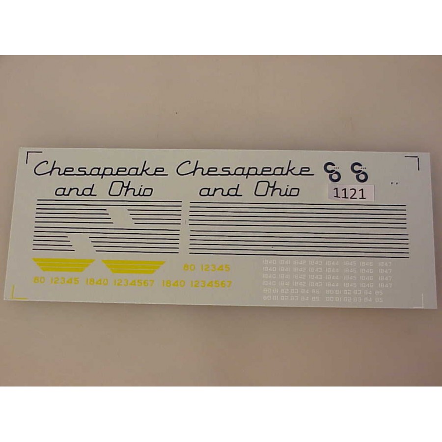 1121 - HO Scale - Overland Diesel & Turbine Decals, C&O BL-2 - Pkg. 1 set
