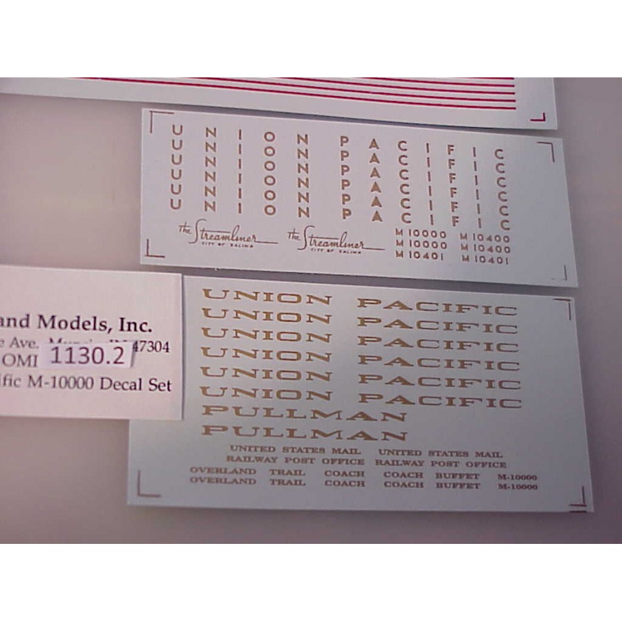 1130-2 - HO Scale - Overland Motor Cars, UP M-10000, 4 cars - Pkg. 1 set